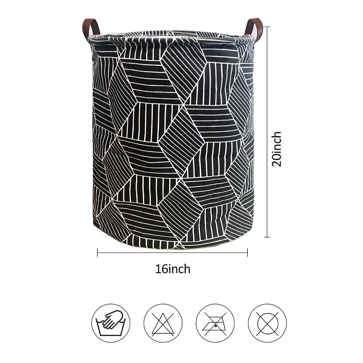 RoyBoder Laundry Hamper Thickened Cotton Waterproof Laundry Basket Leather Handle Collapsible Wide Ring Laundry Hamper in Bedroom Bathroom Dormitory Cloakroom Livingroom Nursery Organizer Toy Bin
