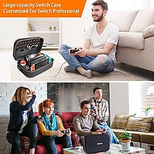 Deruitu Carrying Case Compatible with Nintendo Switch/Switch OLED Model - Portable Travel All Protective Hard Messenger Bag Soft Lining 18 Games for Switch Console Pro Controller & Accessories, Black