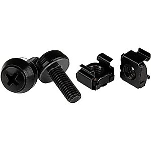 StarTech.com M6 Cage Nuts and Screws - 50 Pack - 12mm Rack Screws and Cage Nuts - Black , TAA (CABSCREWM6B)