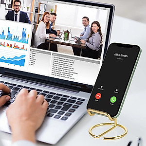 ROPOSY Cell Phone Stand for Desk, Cute Metal Gold Cell Phone Stand Holder Desk Accessories, Compatible with All Mobile Phones, iPhone, Switch, iPad