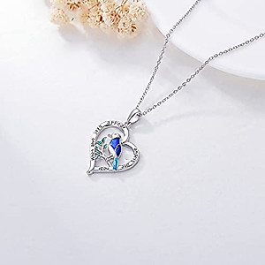LONAGO 925 Sterling Silver Blue Jay Necklace Bluebird of Happiness Pendant Jewelry Our Love Never Dies Gifts for Women Mom (Blue Jay)