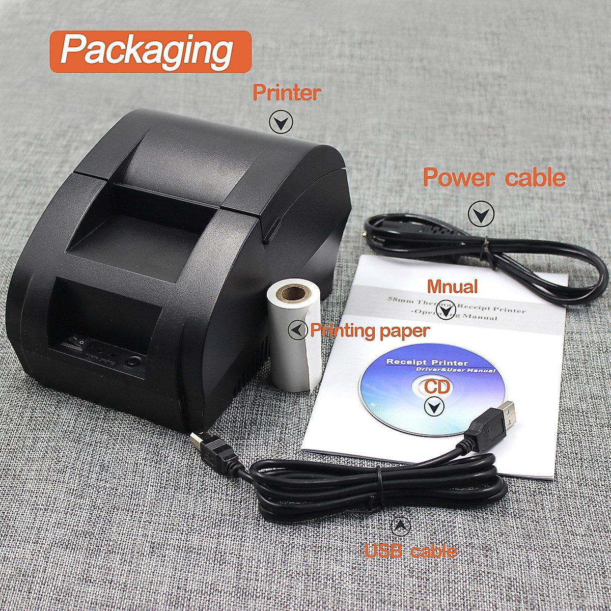 symcode 58MM USB Thermal Receipt Printer, High Speed Printing 90mm/sec, Compatible with ESC/POS Print Commands Set