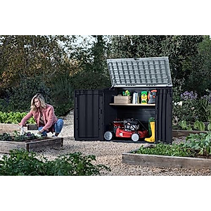 Keter 249319 Store it Out Nova Outdoor Garden Storage Shed, 32 x 71.5 x 113.5 cm, Dark Grey with Light Grey Lid