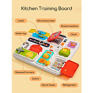 Busy Board for 1 2 3+ Year Old Baby Musical Toy for Boy Girl Montessori Travel Sensory Toys Toddlers Kitchen Fine Motor Skills