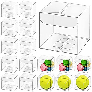 200 Pcs Clear Favor Boxes Clear Plastic Gift Box PET Clear Treat Boxes Clear Party Favor Containers Candy Boxes Packaging Transparent Cube Boxes for Birthday Party Baby Shower Wedding(3 x 3 x 3 Inch)