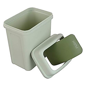 Asking 1.8 Gallon Small Trash Can with Swing-top Lid, Plastic Garbage Bin, Green