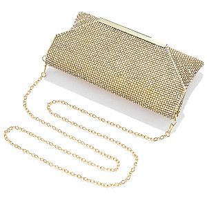 Barode Handbags for women Rhinestone Clutch Purses Gold Rhinestone Shoulder Bag Envelope Crossbody Bags Wedding Handbags (Gold)