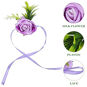 VOSAREA Wedding Decorations Wedding Decorations Artificial Flower Corsage Bracelet Bridesmaid Bride Wrist Corsage Wristlet Band for Wedding Flower Bracelet Wedding Decor