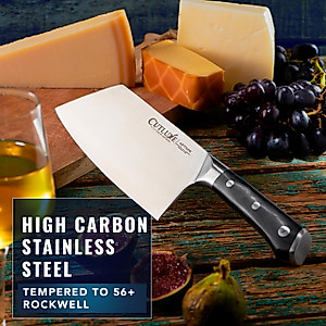 Cutluxe Meat Cleaver Knife - 7" Heavy Cleaver Butcher Knife, Razor Sharp German Steel Blade, Full Tang, Ergonomic Handle Design – Artisan Series