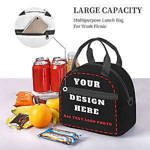 Midkepf Personalized Lunch Bag for Women Men, Custom Lunch Box with Photo Text, Customized Insulated Lunch Tote Bags for Office Picnic Travel - Double Sided Design