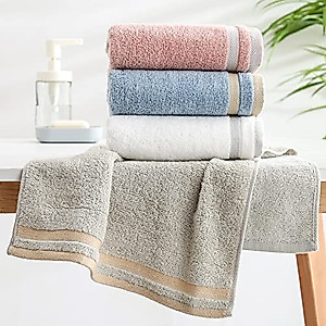 YiLUOMO Beige Hand Towel Set of 2 Cotton & Bamboo Terry Highly Absorbent Soft Hand Towel for Bathroom Home 13 x 29 Inch