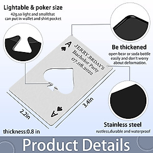 JATEBI Personalized Custom Bottle Opener,Stainless Steel Credit Card Beer Bottle Opener Cap for Wedding Party, Groomsmen Gift,Father's Day(5Pack Silver)