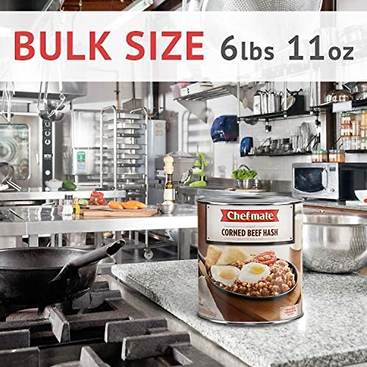 Chef-mate Corned Beef Hash, Canned Food and Canned Meat, 6 lb 11 oz (#10 Can Bulk)