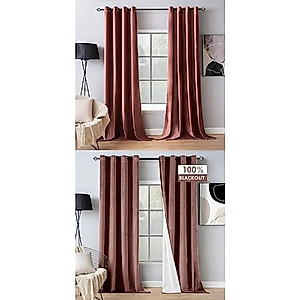 MIULEE Dusty Rose Velvet Curtains 84 inch Long and 100% Blackout Velvet Curtains