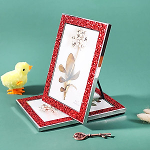 5x7 Picture Frame High-grade Metal Tabletop Photo Frames Smooth Finish Display Pictures Ideal Gift to Family and Friends（Red Glitter）