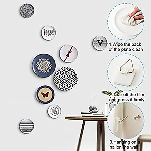 Chihutown 40 Pieces Invisible Adhesive Plate Hanger, Adhesive Plate Hangers for The Wall, Vertical Plate Holder Plate Hangers for Hanging Plates Art Supplies, 1.25 Inch