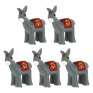 YARNOW 5pcs Resin Donkey Statue Cake Topper Figurines Micro Landscape Fairy Garden Animal Decoration Home Office Table Centerpiece