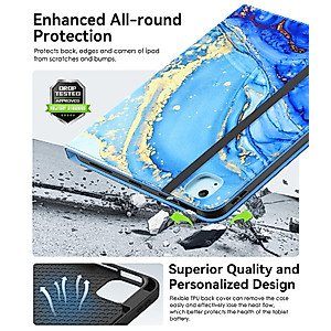 ZoneFoker Case for iPad Air 11-inch M2 (2024), iPad Air 5th/4th Generation 10.9'' (2022/2020), iPad Pro 11 (4th/3rd/2nd/1st Gen), Multi-Angle Stand Leather Cover with Pencil Holder&Pocket, Marble Blue