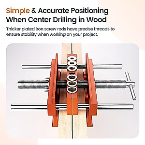 Neitra Self Centering Doweling Jig - 6 Drill Guides for Straight Holes, Adjustable Width Up to 6.75", All Metal Drilling Hole Kit for Wood Dowel Jig, Professional Woodworking Joints Tool