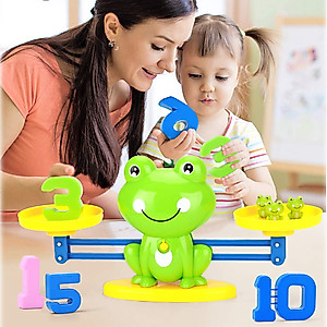 miYou STEM Math Toy Educational Balance Game and Counting Frog Set for School Kids Years 3 4 5 6 7