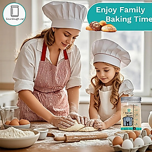 Ameeze Premium Sourdough Starter Jar Kit - 24oz Wide Mouth Glass Jar with Feeding Tracker, Thermometer, Silicone Scraper, and Airtight Lid - Complete Kit for Easy Artisan Bread Baking