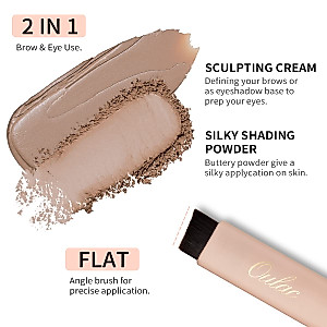 Oulac Waterproof Light Eyebrow Powder Kit with Brow Brush 2 in1 Long Lasting Instant Eyebrow Pomade & Powder Natural Makeup for Sparse Brows 3.2 g/0.11 oz (Golden Blonde）