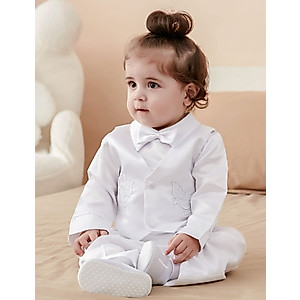 A&J DESIGN Baby Baptism Outfit Boy Christening White Suits 3-6 Months
