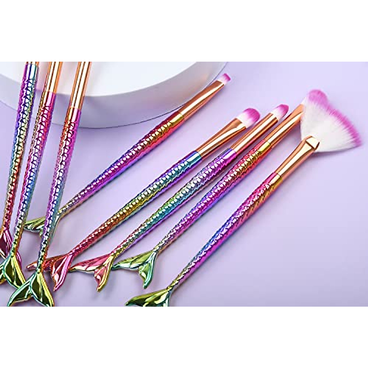 Tenmon 10 Pcs Mermaid Eye Makeup Brushes Set, Professional Eyeshadow Makeup Brushes Set with Soft Synthetic Hairs for Eyeshadow, Concealer, Eyeliner, Brow Blending, highlighter Brush Tool