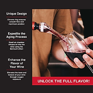 AirVi Wine Aerator and Professional Pourer, Premium Wine Decanter Spout and Red Wine Enhancer, Ideal Gifts for Wine Accessories, Enhances Taste and Texture, Fits Standard Wine Bottles
