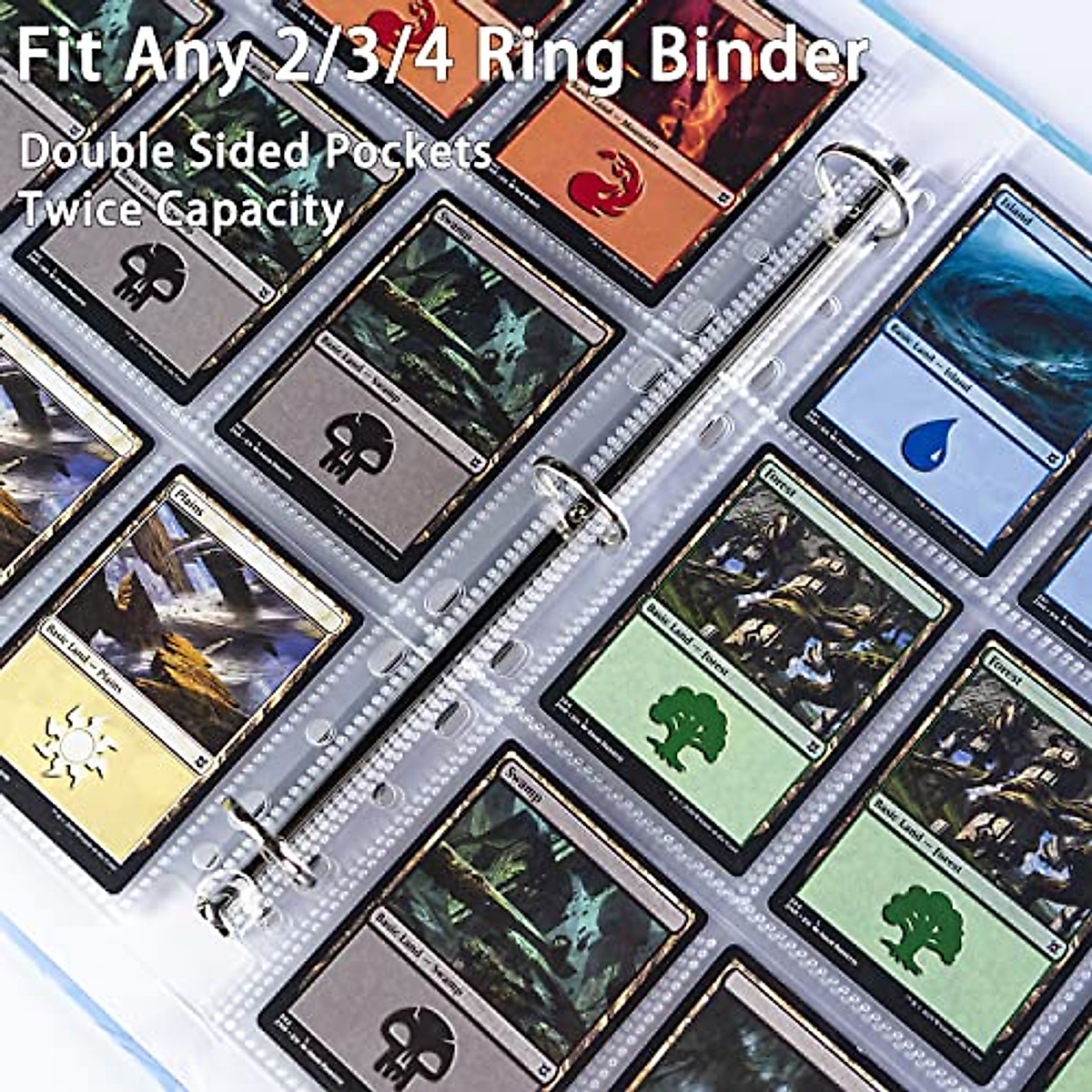 30 Pack 540 Pockets Trading Card Sleeves, Double-Sided 9 Pocket Page Protector, Ultra-Transparent Card Sheets for 3 Ring Binder, Card Sleeves for Cards, Baseball Cards