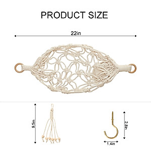 Macrame Fruit Hammock for Under Cabinet, Handwoven Banana Hammock Fruit Holder, Produce Fruit and Veggie Storage Hammock, Clever Space Saving And Boho Kitchen Decor for Home/Boat/Camper/RV