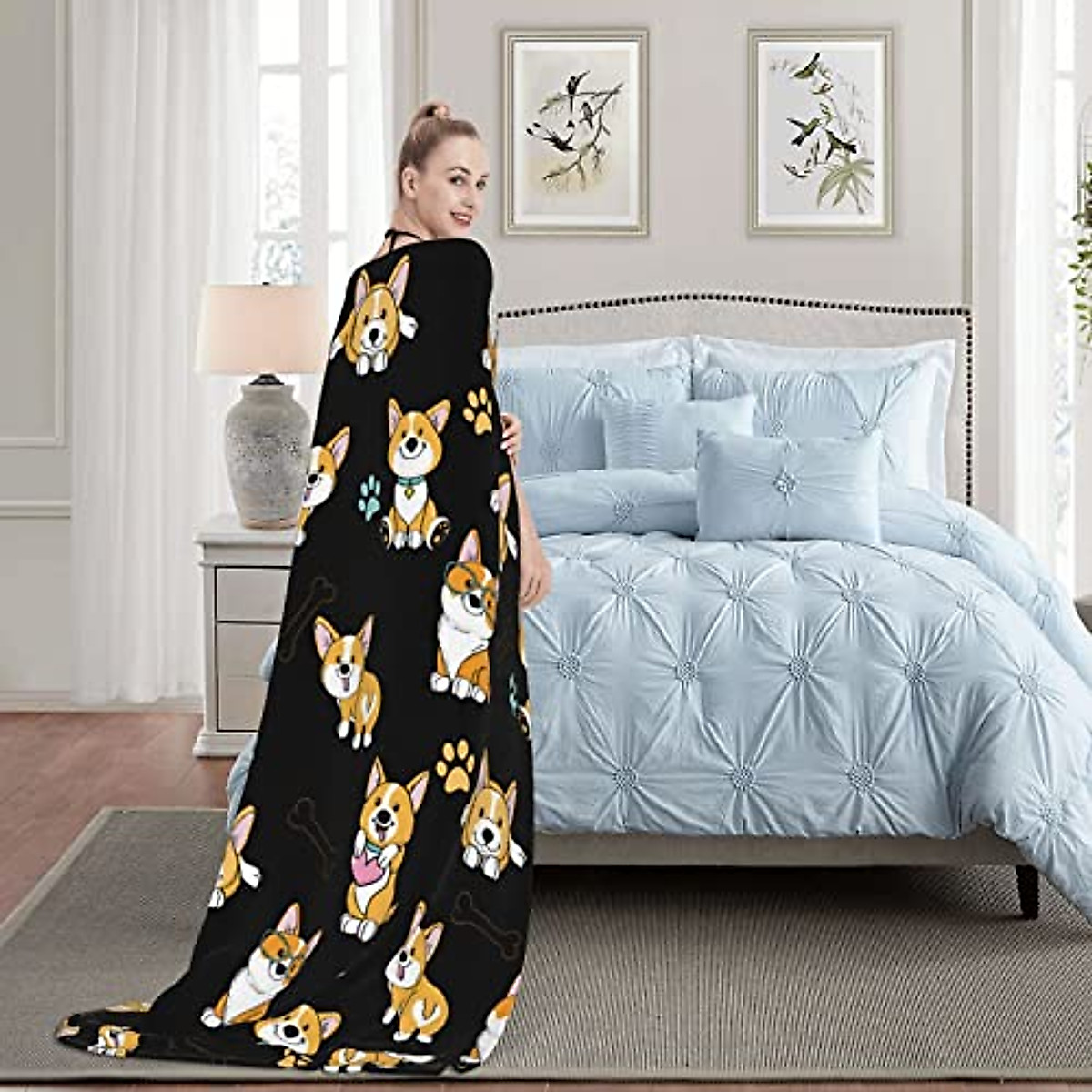 Corgi Blanket Cute Corgi Blankets Gifts for Corgi Lovers Women Soft Flannel Throw Blanket for Couch Sofa Christmas Birthday Gifts, 50x60 Inch