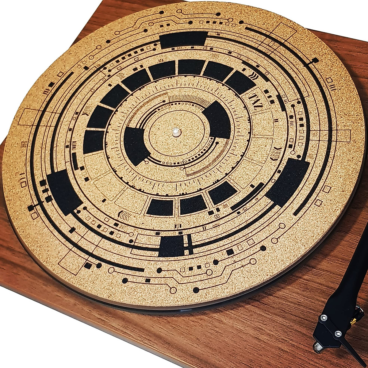 TazStudio Premium slipmat - Cork Turntable Mat [4mm Thick] for Better Sound Support on Vinyl LP Record Player - Cork mat Original Geometric Design Psychedelic Geometric Analog Art-m9