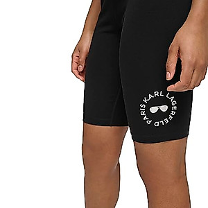 Karl Lagerfeld Paris Women's Logo Everyday Fashion Sport Biker Short, Black, X-Small