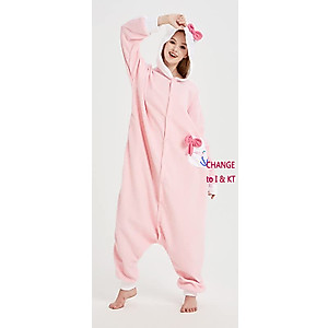Eonxius Magic Novelty Hooded Onesie One Piece Pink Pajamas for Women Size XL