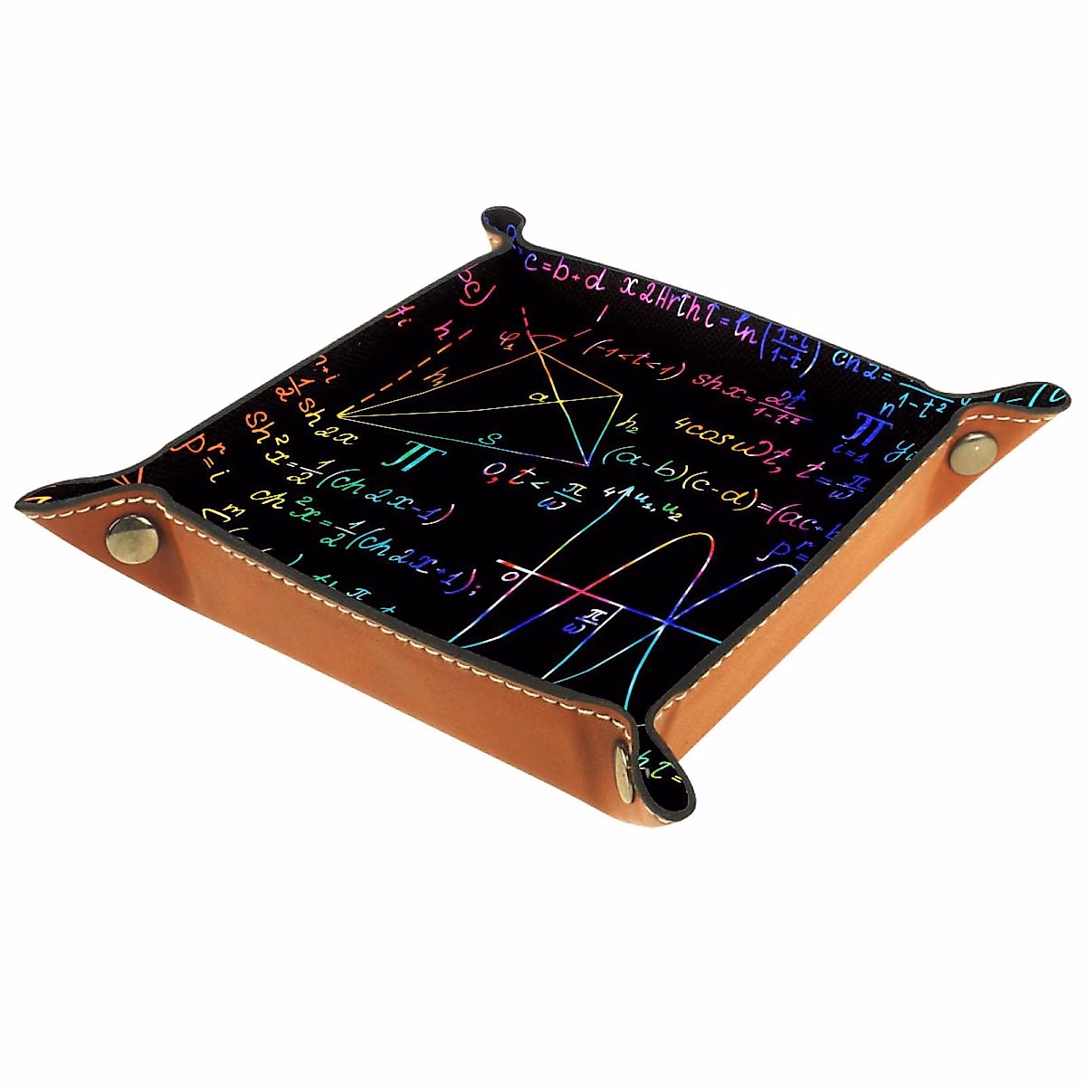 NigelMu Math Equation Blackboard Valet Tray,Fold Leather Tray Table Organizer for Storage Key Coin Jewelry Watch