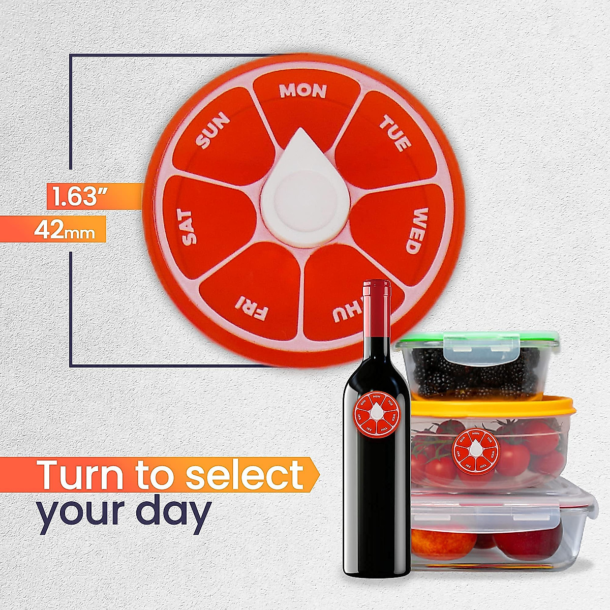 Dately Food Storage Planner | Save the Date for Leftovers | Meal Prep Planning Indicator for Kitchen Food Containers, Snacks and Food Freshness, 4 PK