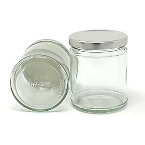 9 oz Straight Sided Glass Jar with Metal Silver Lid 12-Pack by Richards Packaging