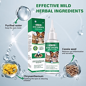 Hajoyful Dog Eye Drops, Dog and Cat Eye Wash for Allergy Relief & Soothe Eye Irritations, Dogs Tear Stain Cleaner, Eye Infection Treatment with Gentle Formula, Improve Eye Vision and Cataracts