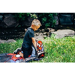 Exxel Marvel Spiderman Superhero Kids Outdoor Youth Sized 2 Piece Camping Set with Matching Sleeping Bag and Carrying Backpack, Multicolor
