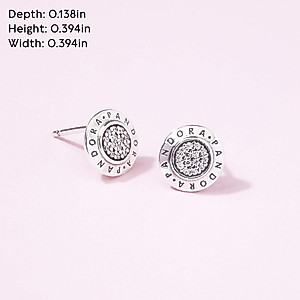 Pandora Jewelry Sparkling Pandora Logo Stud Cubic Zirconia Earrings in Sterling Silver, No Box