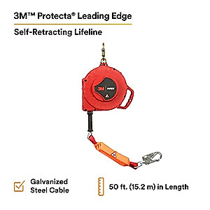 3M Fall Protection Business Protecta Rebel Self Retracting Lifeline, Leading Edge, Cable 3590546, 50'. (15.2M), 1 Each