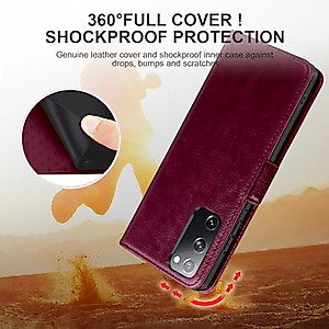 Bizzib for Samsung Galaxy S20 FE Case Leather Wallet with Card Holder[ RFID Blocking] 360 Full Shockproof Protection Magnetic Closure Phone Cover & Wrist Strap for Galaxy S20 FE 6.5in-Burgundy