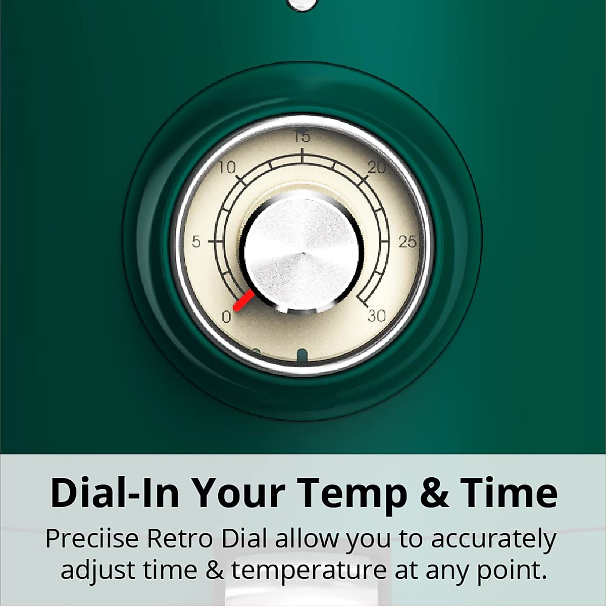 Aria Premium 2 Qt. Retro Style Ceramic Air Fryer, Dark Green/White Trim