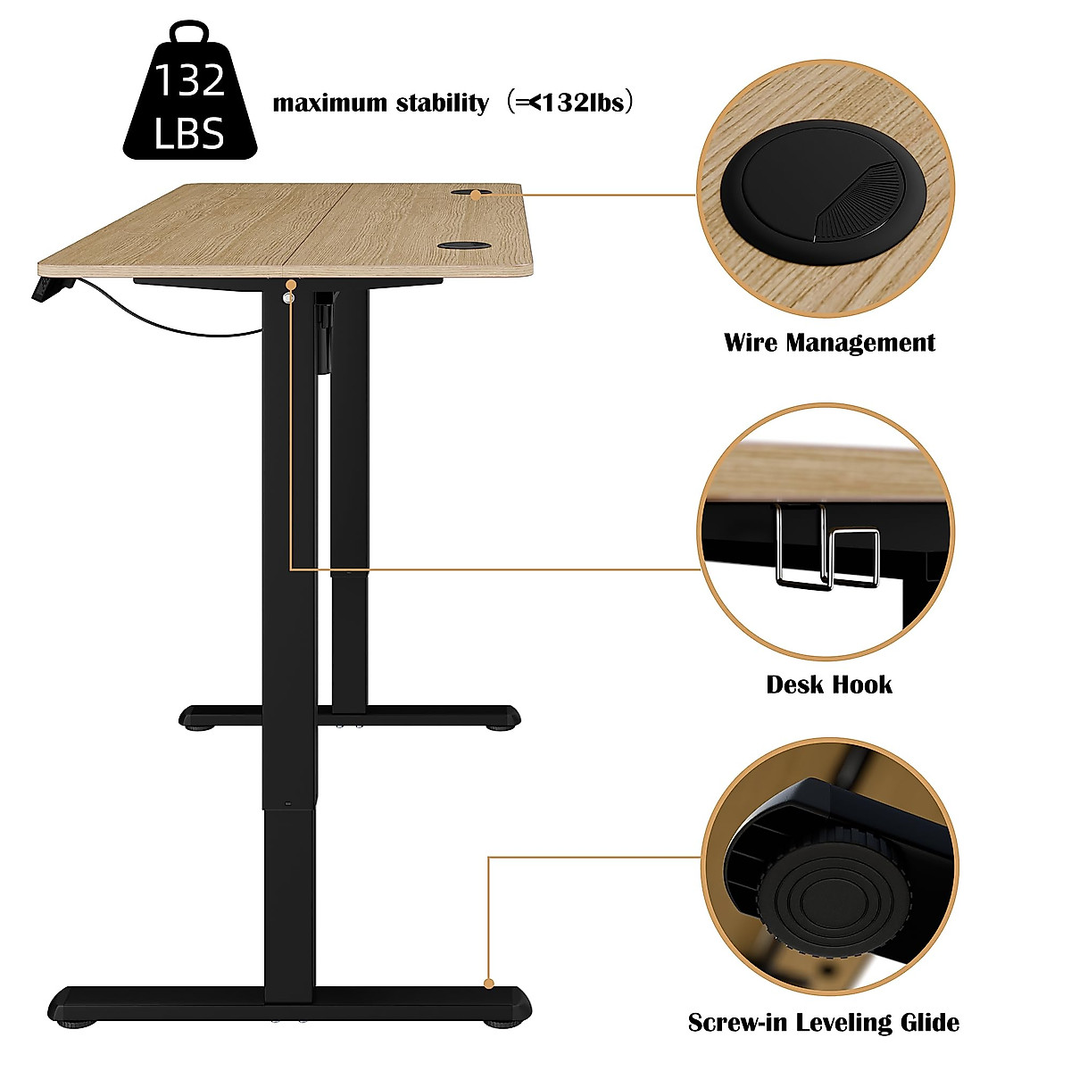 Meilocar Height Adjustable Electric Standing Desk, Sit Stand Computer Desk with Memory Controller, Home Office Desk Computer Workstation 48" x 24" Tabletop (White Top + White Frame)