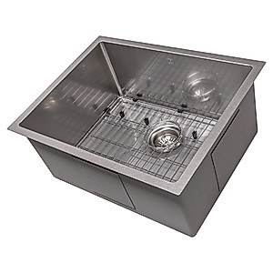 ZLINE 23" Meribel Undermount Single Bowl Scratch Resistant Stainless Steel Kitchen Sink with Bottom Grid (SRS-23S)