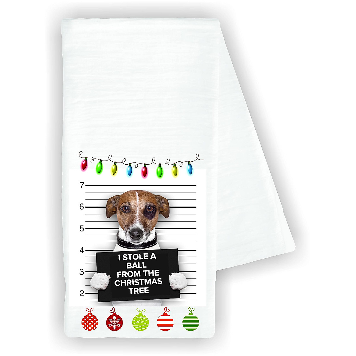 Kitchen dish towel I stole a ball from the Christmas Tree Jack Russell Terrier dog pet funny cute Kitchen Decor drying cloth…100% COTTON