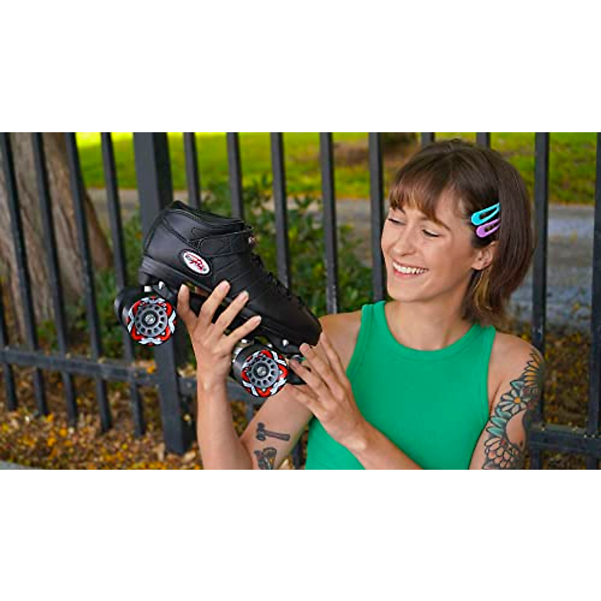 Riedell Skates - R3 - Quad Roller Skate for Indoor / Outdoor | Black | Size 7