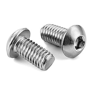 3/8-16 x 1/2" Button Head Socket Cap Screws, 304 Stainless Steel 18-8, Bright Finish, Fully Threaded, Coarse Thread UNC, 15 PCS