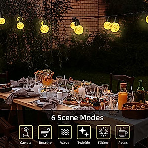 VIZTY Outdoor LED String Lights 48FT IP65 Waterproof LED Patio String Lights with 20 Pcs G40 Warm White Dimmable Bulbs Remote Control Decorative Hanging Light for Outside Balcony Porch Bistro Garden
